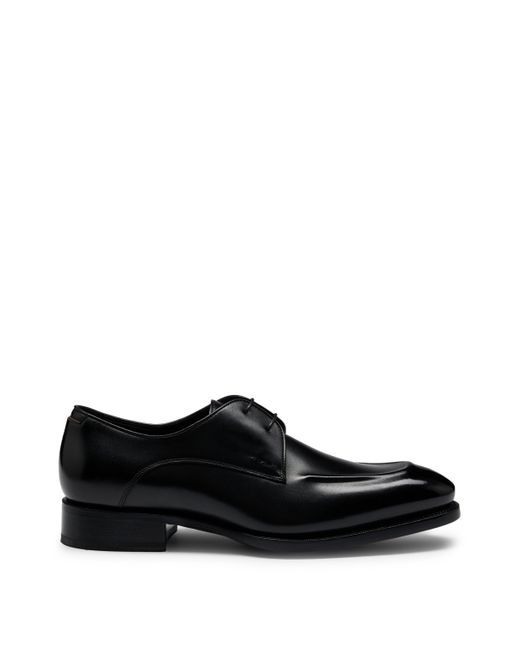 BOSS Apron-toe Derby Shoes In Leather With Heel Detail in Black for Men ...