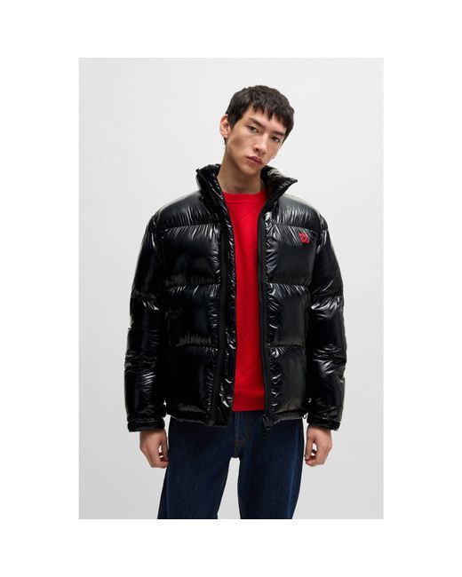 HUGO Slim-Fit Water-Repellent Puffer Jacket in Black for Men | Lyst UK