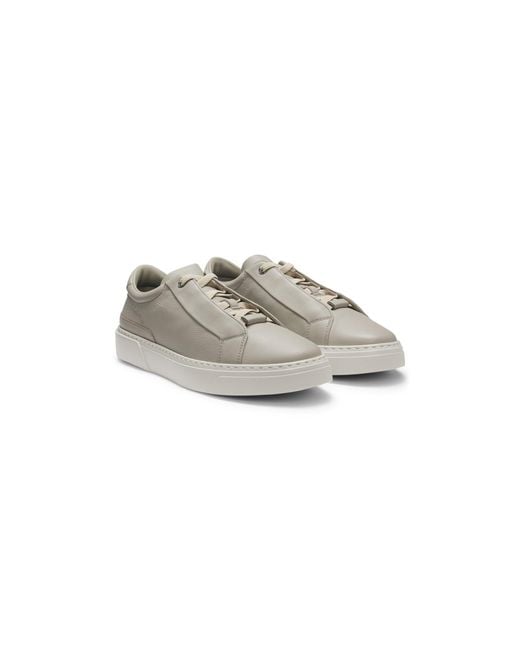 BOSS Gary Grained-Leather Trainers With Xl Extralight Outsole in Grey ...