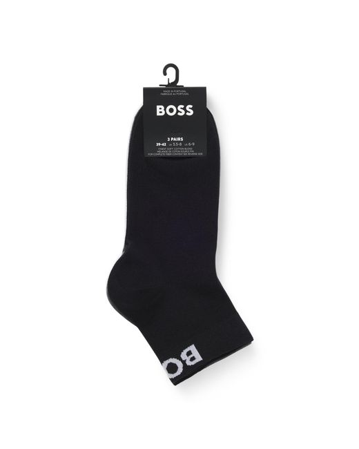 BOSS Three-Pack Of Short-Length Socks With Logos in Black | Lyst UK