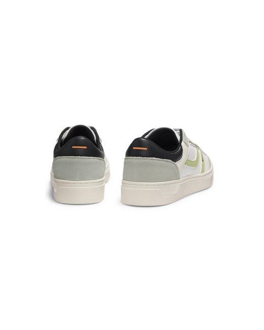 BOSS Faux-Leather Trainers With Colour-Blocking in White for Men | Lyst UK