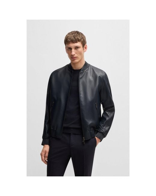 BOSS X Aston Martin Nappa-Leather Jacket With Perforated Details in ...