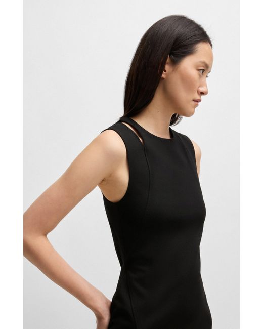 BOSS Stretch-fabric Dress With Cut-out Details in Black | Lyst