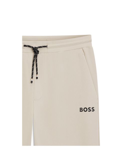 BOSS Stretch-Gabardine Tracksuit Bottoms With Zipped Hems in Natural ...