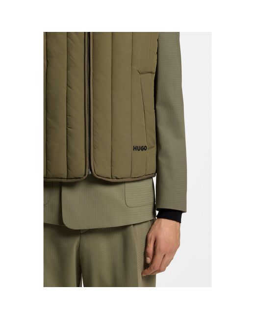 HUGO Vertical-Quilted Gilet With Logo Detail in Green for Men | Lyst UK