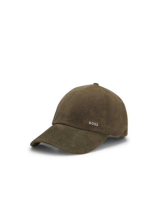 BOSS Suede Cap With Metal Logo in Green for Men | Lyst UK