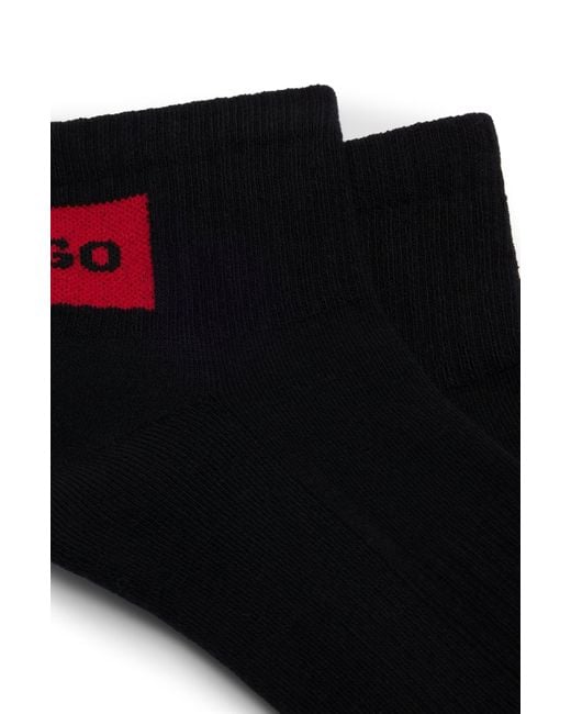 HUGO 2-pack Ribbed Cotton Socks With Red Logo Labels in Black for Men ...
