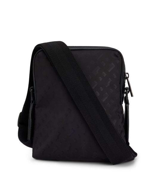 BOSS Monogram-jacquard Reporter Bag With Logo Detail in Black for Men ...