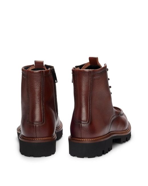 BOSS Grained-leather Half Boots With Apron Toe in Brown for Men | Lyst