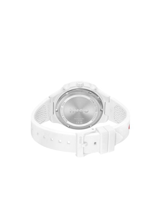 HUGO Watch With Silicone Logo Strap in White for Men | Lyst UK