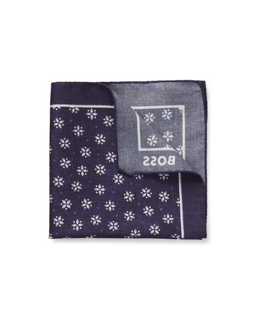 BOSS Logo Pocket Square With Printed Border in Blue for Men | Lyst UK