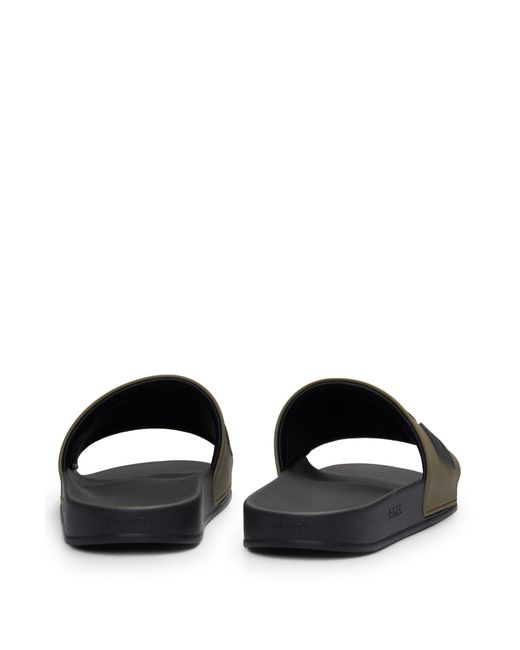 BOSS Italian-made Slides With Raised Logo in Black for Men | Lyst Australia