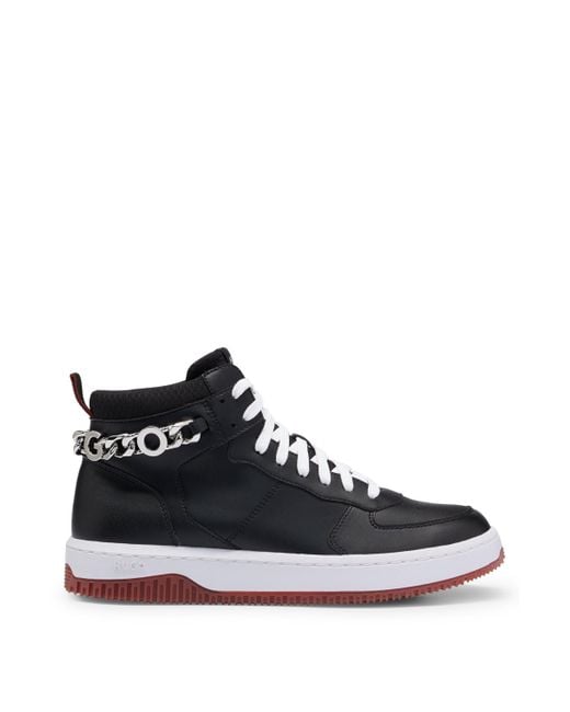 BOSS by HUGO BOSS High-top Trainers With Logo-chain Trim in Black | Lyst