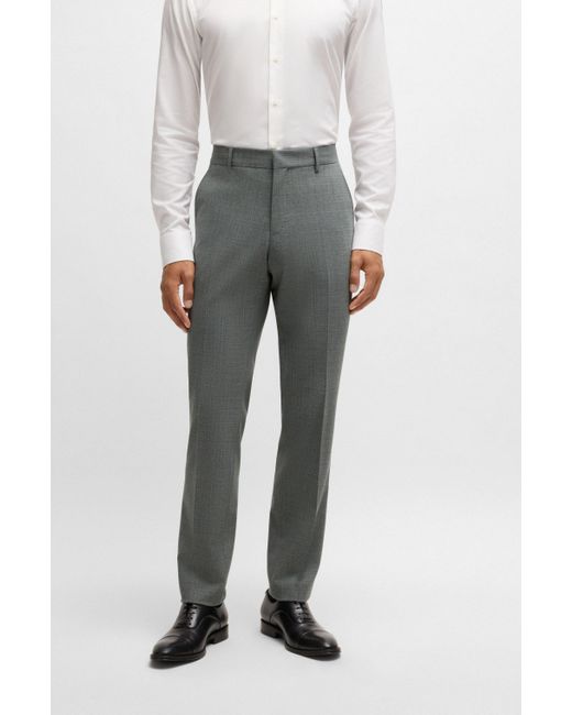 BOSS Slim-fit Suit In Micro-patterned Stretch Cloth in Gray for Men | Lyst