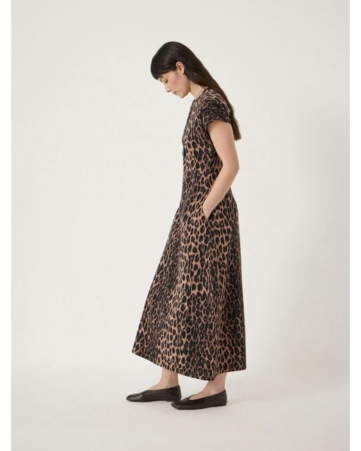 Hush Grown On Sleeve Barrel Jersey Midi Dress in Natural | Lyst UK