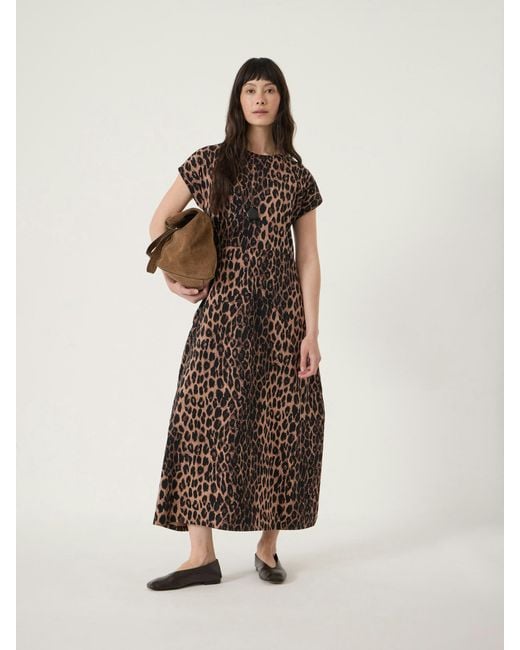 Hush Grown On Sleeve Barrel Jersey Midi Dress in Natural | Lyst UK