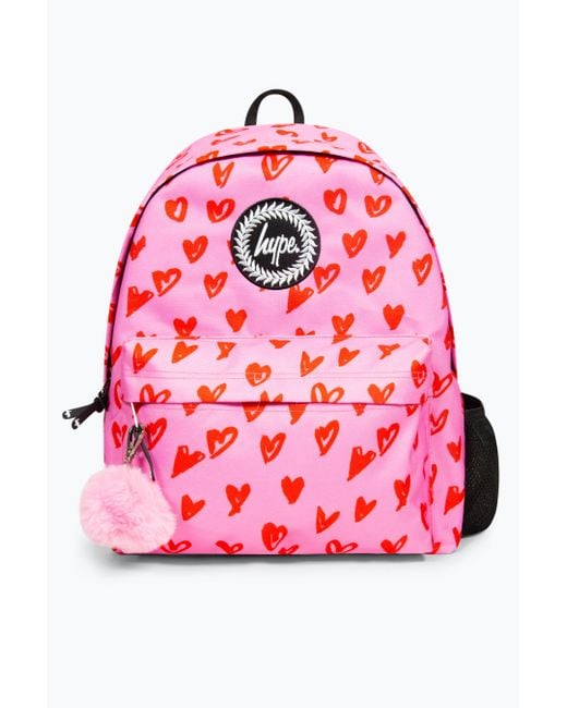 Hype Hype Girls Iconic Scribble Hearts Backpack in Red | Lyst UK