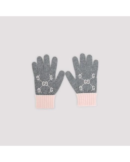 Gucci Gg Knit Gloves in Grey | Lyst UK