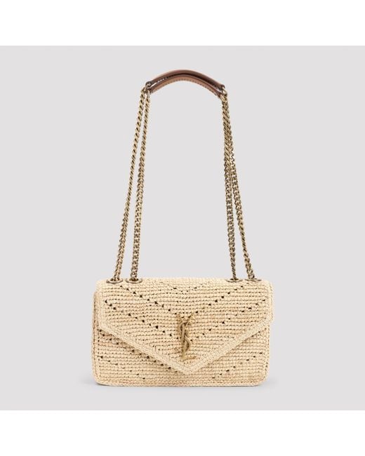 Saint Laurent Crochet Raffia Chain Bag in Natural | Lyst UK