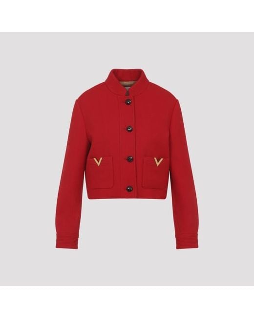 Valentino Caban Drill Jacket in Red | Lyst UK
