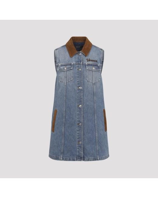 Versace Denim Stone Wash Dress in Blue | Lyst UK