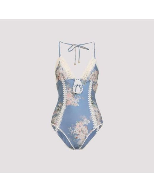 Zimmermann Cascadian Keyhole Crochet One-Piece in Blue | Lyst UK