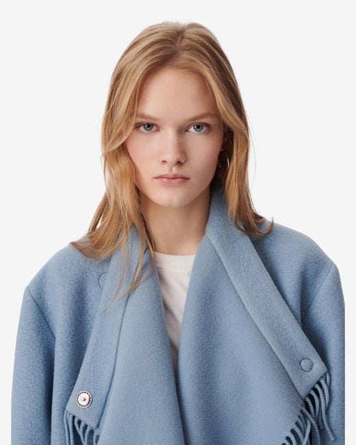 IRO Fringed Coat in Blue | Lyst