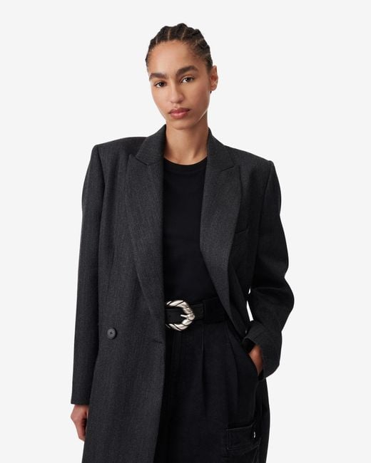 IRO Marinia Long Wool Coat in Blue | Lyst