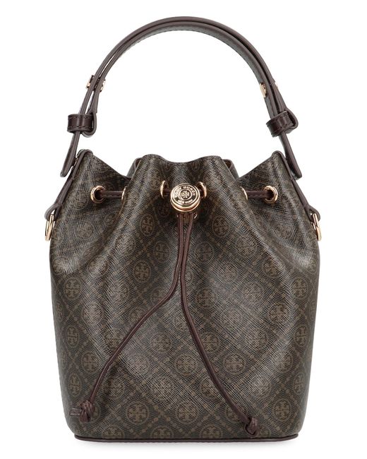 Tory Burch Mini Bucket Bag T Monogram in Black | Lyst