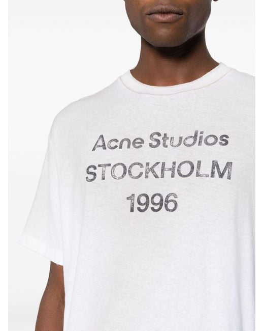 Acne Studios Logo Cotton T-Shirt in White for Men | Lyst UK