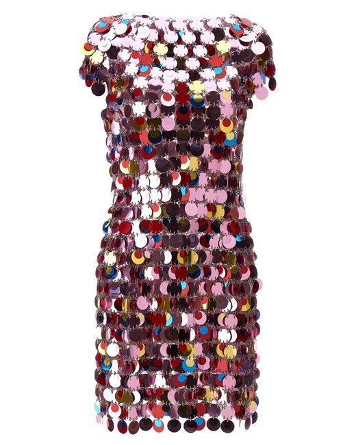 Rabanne The Iconic Sparkle Discs Dress in Red | Lyst