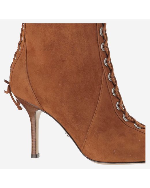 Mach & Mach Leather Boot With Decorations in Brown | Lyst