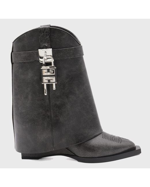 Givenchy Leather Shark Lock Cowboy Boots in Black | Lyst