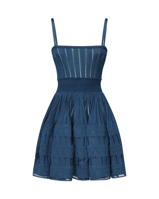 Alaïa Mini Dress Crinoline in Blue | Lyst UK