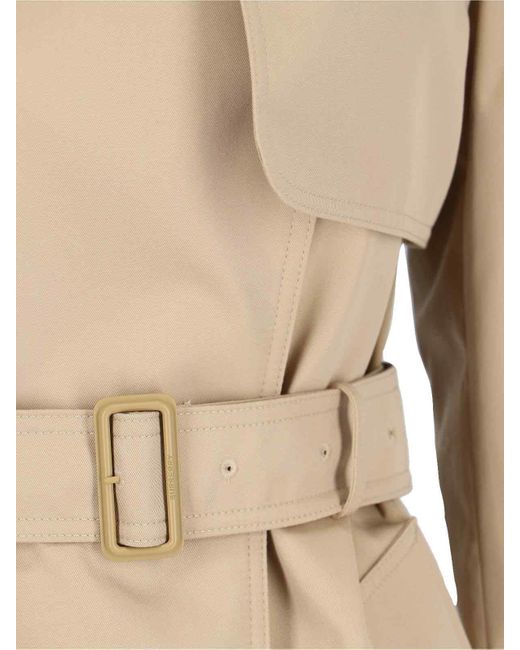 Burberry Check Details Trench Coat in Natural | Lyst