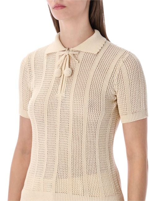 Valentino Garavani Open-Knit Polo Shirt in White | Lyst UK