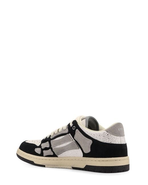 Amiri Crystal Skel Top Low Leather And Suede Sneakers With Rhinestones ...
