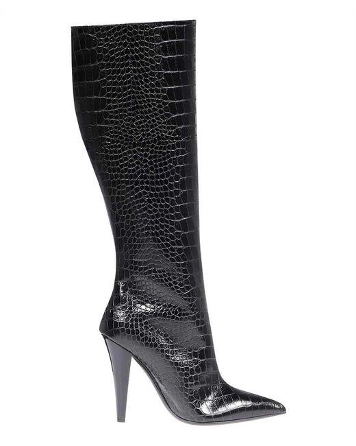 Tom Ford Croco-Print Leather Boots in Black | Lyst