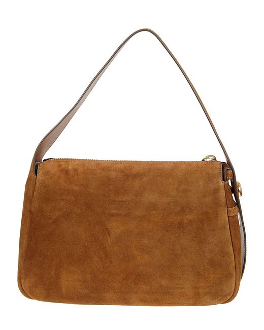 Tory Burch Romy Suede Shoulder Bag in Brown | Lyst UK