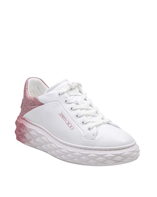 Jimmy Choo Leather Sneakers With Glitter Degrade in White | Lyst