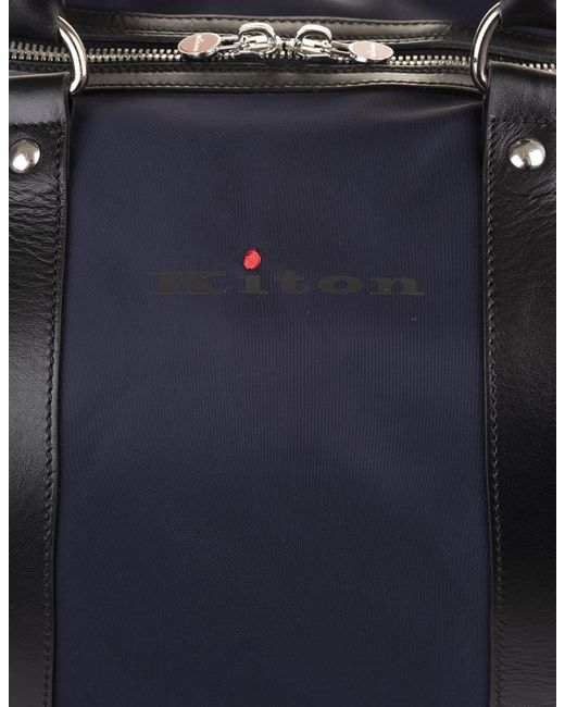 Kiton Nylon And Leather Duffle Bag With Logo in Blue for Men | Lyst
