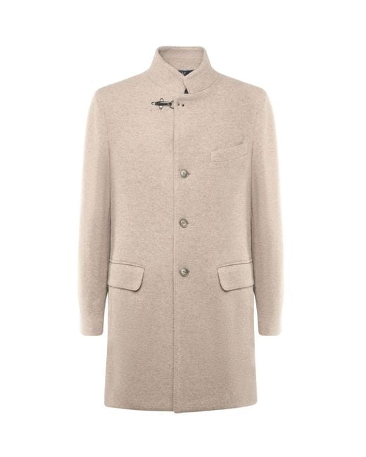 Fay Wool Coat in Natural for Men | Lyst UK