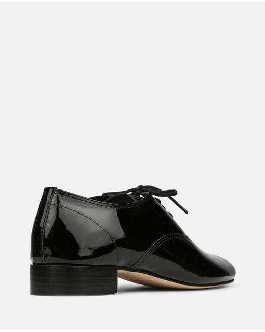Repetto Leather Pointed Toe Lace-Up Flats in Black | Lyst