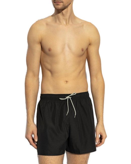 EA7 Logo Printed Drawstring Swim Shorts in Black for Men | Lyst