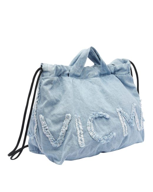 Vic Matié Penelope Denim Logo Backpack Bag in Blue | Lyst