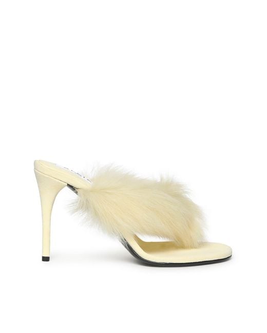 Alaïa Leather And Shearling Flip-Flop Mules in Natural | Lyst UK