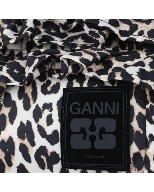 Ganni Leopard Satchel in Black | Lyst