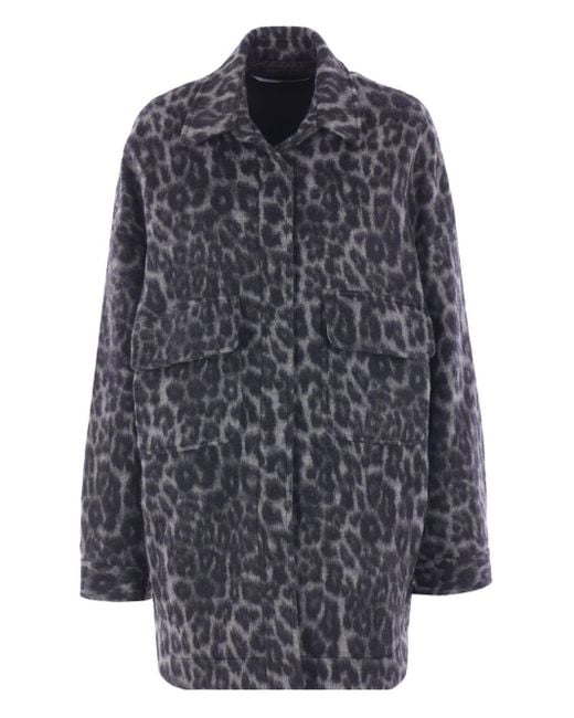 FEDERICA TOSI Leopard Coat in Blue | Lyst UK