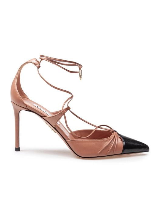 Aquazzura Gabi Pump 85 Nappa Leather Decollete in Pink | Lyst