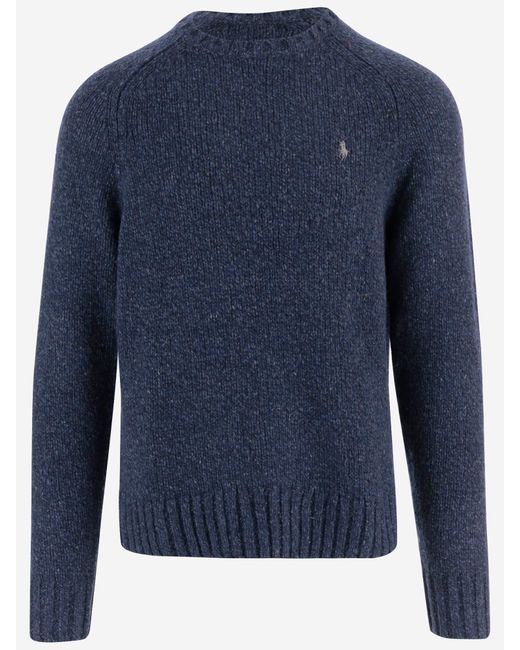 Polo Ralph Lauren Wool Blend Sweater With Embroidered Logo in Blue for ...